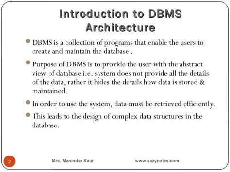 architecture of dbms and data independence