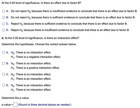 solved consider a two way anova with six levels for factor