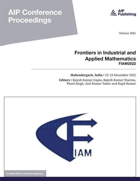 Volume 3081 Frontiers In Industrial And Applied Mathematics Aip Publishing Print On Demand