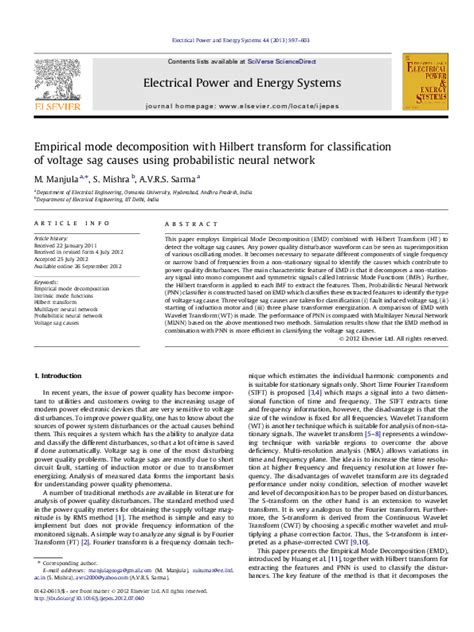 Pdf Empirical Mode Decomposition With Hilbert Transform For Power Quality Assessment