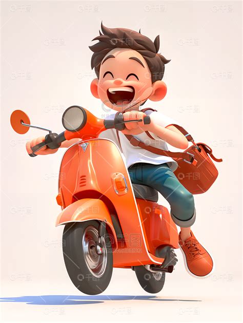 3dip形象ai数字艺术 3d渲染骑摩托车的中国青少年形象素材 Ai立体元素免费下载png格式2784像素编号70206207 千图网