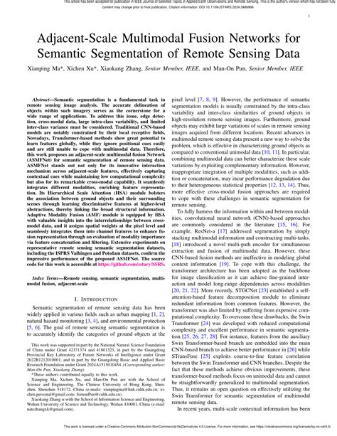 Pdf Adjacent Scale Multimodal Fusion Networks For Semantic Segmentation Of Remote Sensing Data