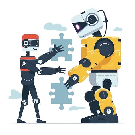 Premium Vector Collaboration Between Human And Ai Robot