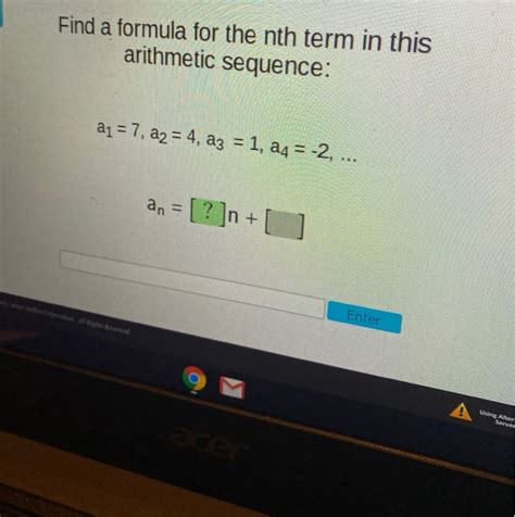 Solved Find A Formula For The Nth Term In This Arithmetic Chegg