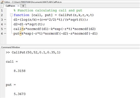 Black Scholes Price For Call And Put Options Using Matlab Qfinance