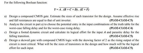 Solved For The Following Boolean Function Y A B C D Chegg