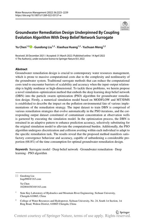 Groundwater Remediation Design Underpinned By Coupling Evolution Algorithm With Deep Belief