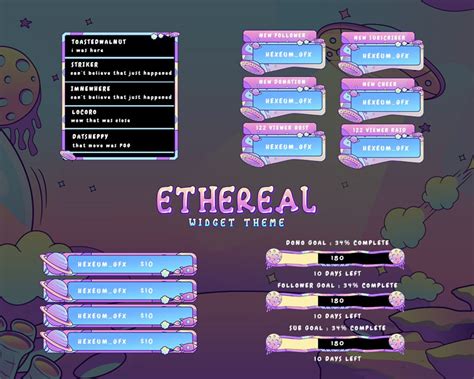 Trippy Space Streamlabs Widgets Streamelement Widgets Twitch Alerts Chatbox Event List Goals Etsy