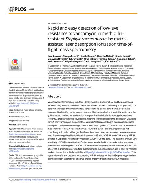 Pdf Rapid And Easy Detection Of Low Level Resistance To Vancomycin In Methicillin Resistant