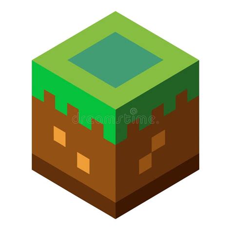 Minecraft Block With Cross On Top On Blue Background Stock Vector