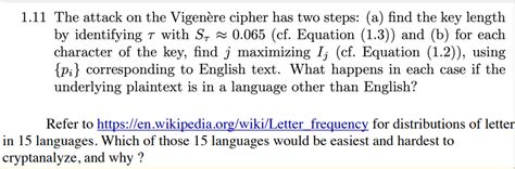 Solved Please Explain Thanks 111 The Attack On The Vigenere