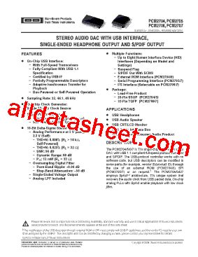 PCM2706 Datasheet PDF Texas Instruments