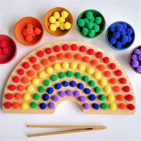 Rainbow Sorting Board Montessori Wood Toys Montessori Color Etsy