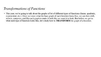 IB Math SL Transformations Of Functions And Linear Functions PowerPoint Notes