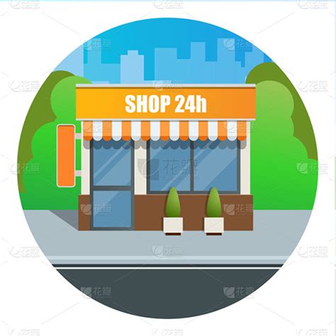 商店 极简构图 平坦的 建筑外部 快餐店 信息图表 商务 外立面 食品 图像