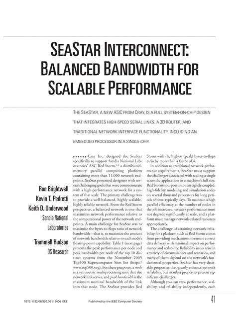 PDF SeaStar Interconnect Balanced Bandwidth For Scalable Performance