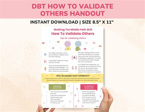 DBT How To Validate Others Handout Interpersonal Effectiveness Skills Walking The Middle Path Etsy