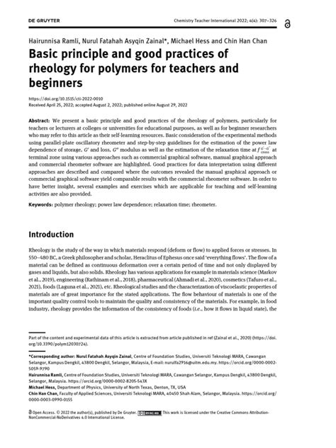 Rheology For Teachers And Beginners Pdf Viscoelasticity Elasticity Physics