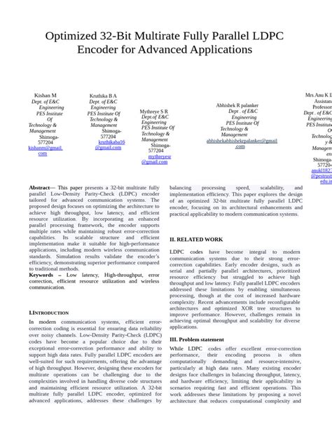 Ieee Paper Ldpc Encoder Pdf Low Density Parity Check Code