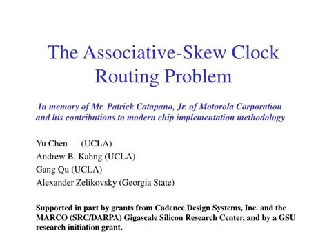 Ppt The Associative Skew Clock Routing Problem Powerpoint Presentation Id5109336