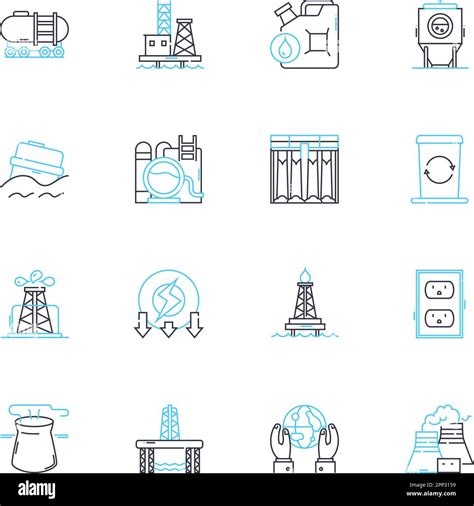 Efficient Energy Linear Icons Set Sustainability Conservation Renewables Efficiency Green