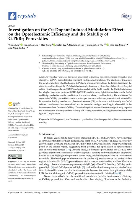 Pdf Investigation On The Cu Dopant Induced Modulation Effect On The