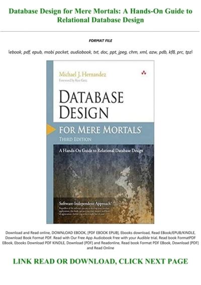 Ebook Pdf Database Design For Mere Mortals A Hands On Guide To