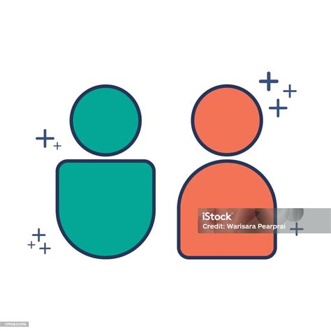 인간 아이콘 벡터 일러스트 레이 션 글리프 스타일 디자인 색상과 더하기 기호 흰색 배경에 고립되어 있습니다 개체 그룹에 대한 스톡 벡터 아트 및 기타 이미지 Istock