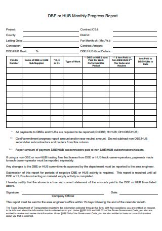 FREE Monthly Progress Report Samples To Download