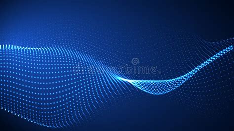 Wave Of Flowing Particles On A Dark Background Abstract Backdrop With Dynamic Elements Of Waves
