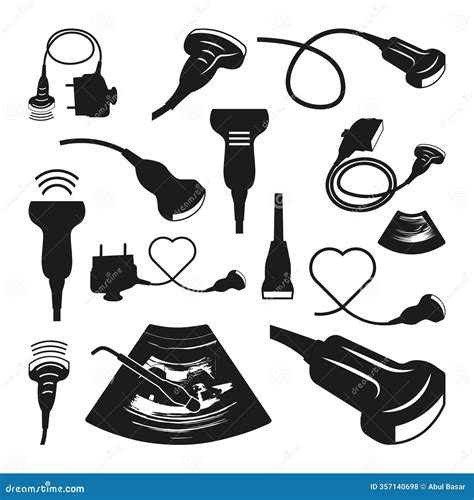 Ultrasound Probe Transducers Set For Sonography Diagram Cartoon Vector