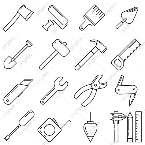 Icons On The Theme Of Construction Supplies Of Pictogram Design Png And Vector With