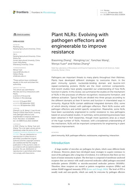 Pdf Plant Nlrs Evolving With Pathogen Effectors And Engineerable To