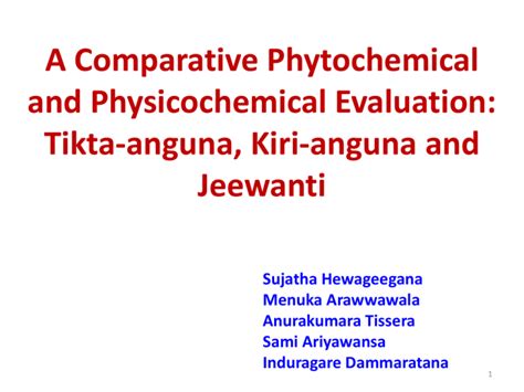A Comparative Phytochemical And Physicochemical Evaluation