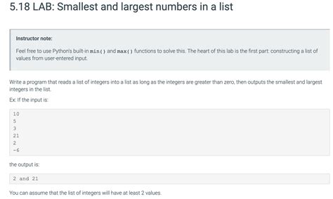 Answered 518 Lab Smallest And Largest Numbers Bartleby
