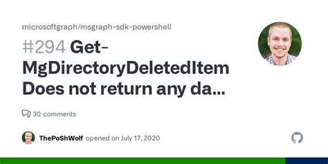 Get Mgdirectorydeleteditem Does Not Return Any Data To The Console · Issue 294 · Microsoftgraph