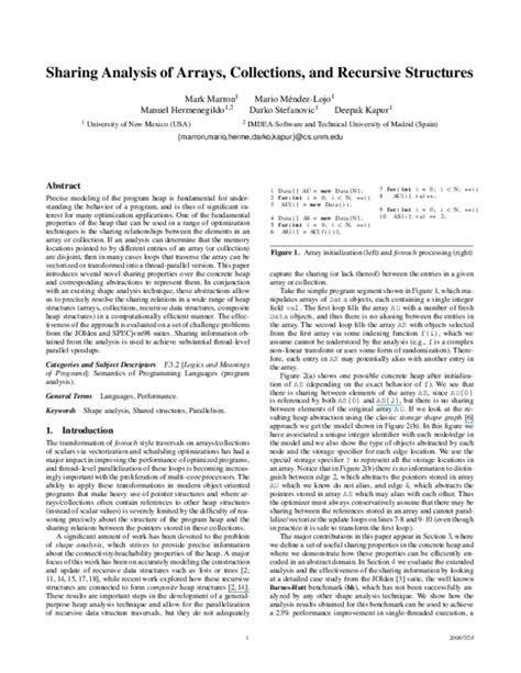 Pdf Sharing Analysis Of Arrays Collections And Recursive Structures Mark Marron
