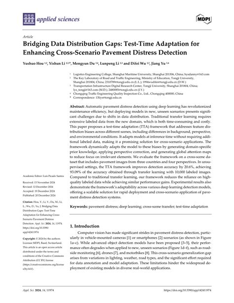 Pdf Bridging Data Distribution Gaps Test Time Adaptation For Enhancing Cross Scenario