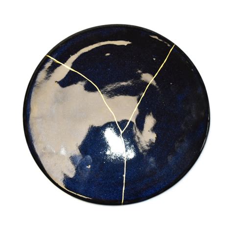Blue Plate With Kintsugi Traditional Kintsugi Shop Kintsugi By