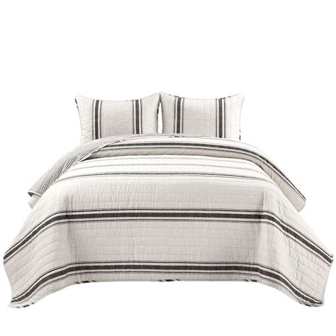 Lush Decor Farmhouse Stripe 3 Piece Quilt Set Overstock 33870191