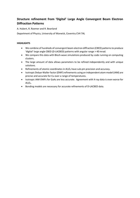 Pdf Structure Refinement From Digital Large Angle Convergent Beam Electron Diffraction Patterns