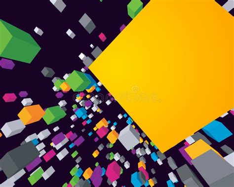 Multicolored Isometric Cubes Squared Geometric Shape Dynamic Flow Dark