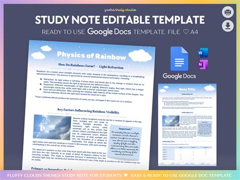 Editable Study Notes Template For Babes Ready To Use Google Docs Template Downloadable