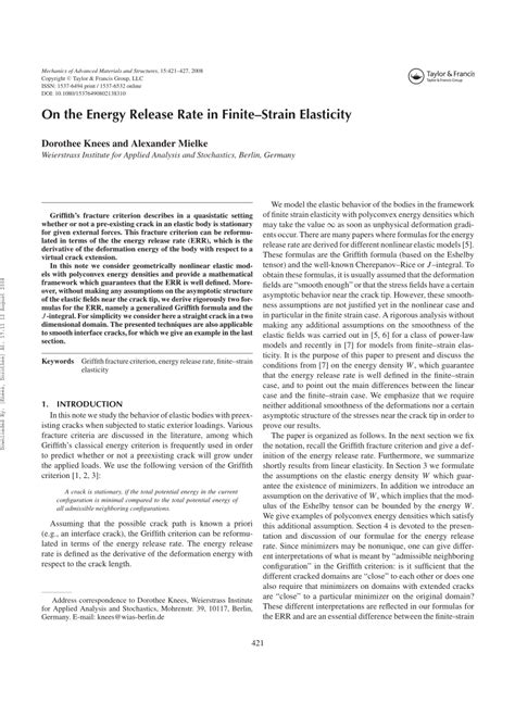 pdf on the energy release rate in finite strain elasticity