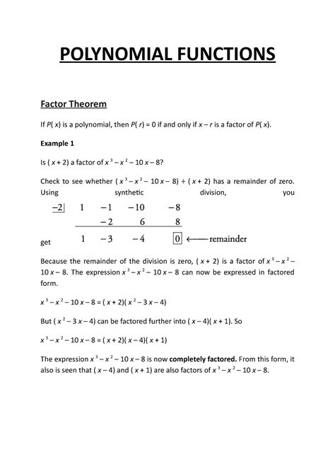 Polynomial Functions Herts StuDocu