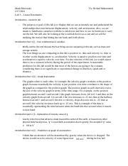 Lab Linear Kinematics Docx Mark Shinozaki Lab Linear Kinematics TA Nishad