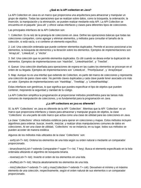 api collection en java pdf objeto informática algoritmos y