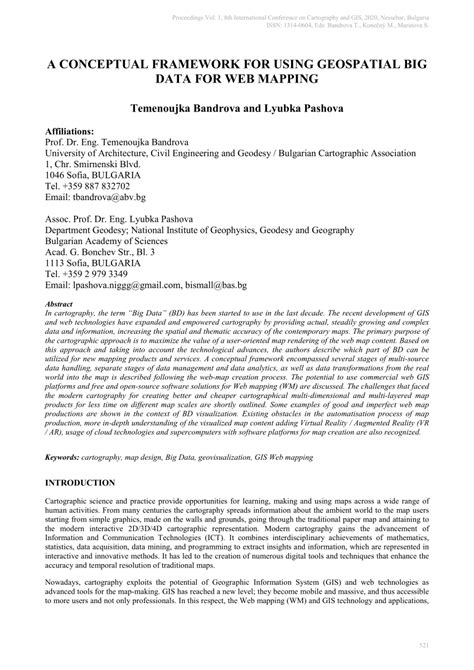 PDF A CONCEPTUAL FRAMEWORK FOR USING GEOSPATIAL BIG DATA FOR WEB MAPPING