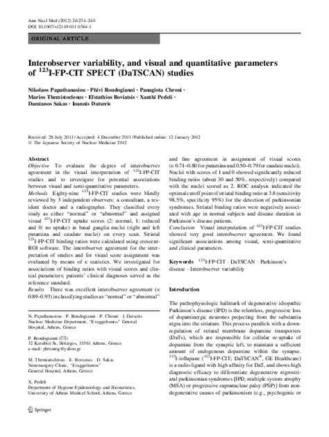 Pdf Interobserver Variability And Visual And Quantitative Parameters