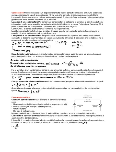 Fisica Corrente Elettrica Condensatoriun Condensatore è Un